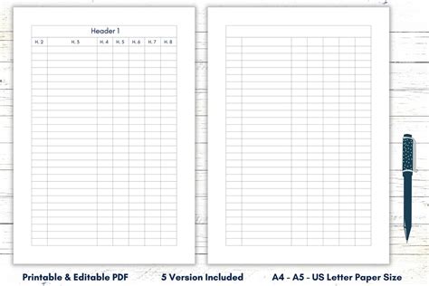 Blank Columns Chart Sheet Printable Editable Blank Worksheet Fillable Blank Columns Table PDF
