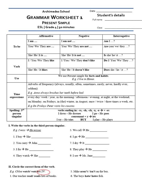Present Simple English 4 Pdf Language Families Linguistics