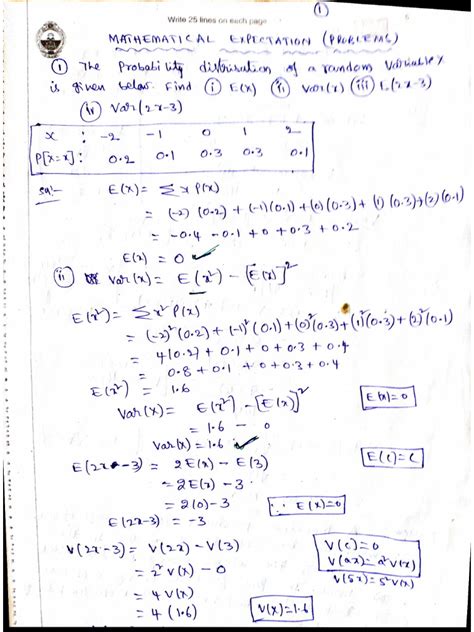 Pandamp S Mathematical Expectation Problems Unit 1 Pdf