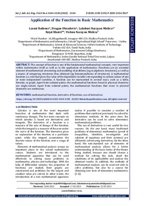 Pdf Application Of The Function In Basic Mathematics