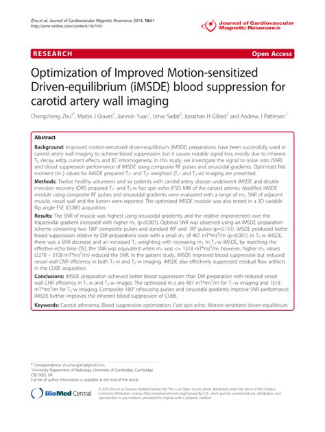 Pdf Optimization Of Improved Motion Sensitized Driven Equilibrium
