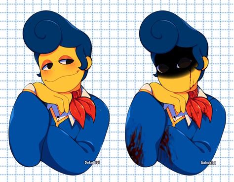 Two Cartoon Characters With Their Arms Crossed One In Blue And The Other In Yellow