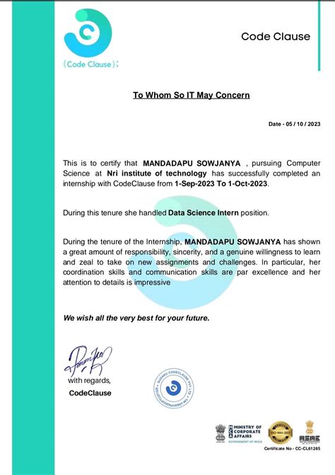 mandadapu sowjanya on linkedin codeclause internship datascience