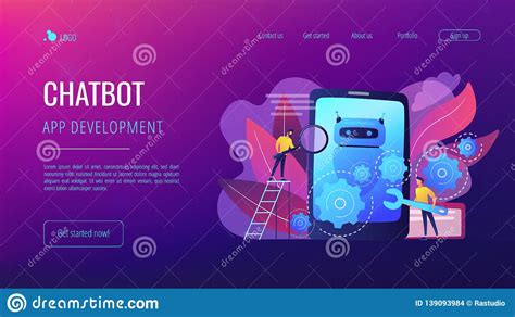 Chatbot App Developmentconcept Landing Page Stock Vector