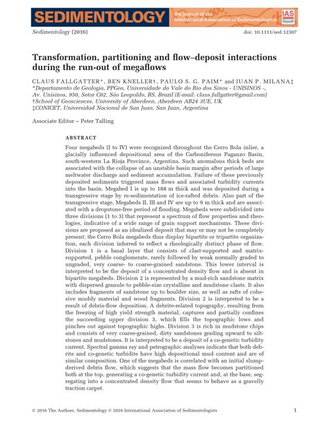 Pdf Transformation Partitioning And Flowdeposit Interactions During The Run Out Of Megaflows