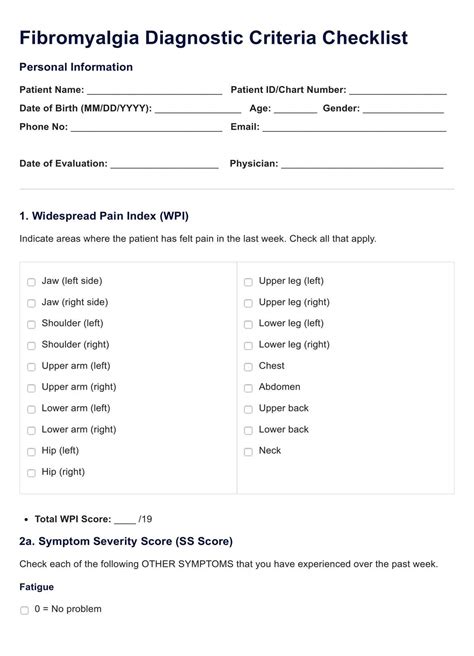 Fibromyalgia Questionnaire Worksheet And Example Free Pdf Download