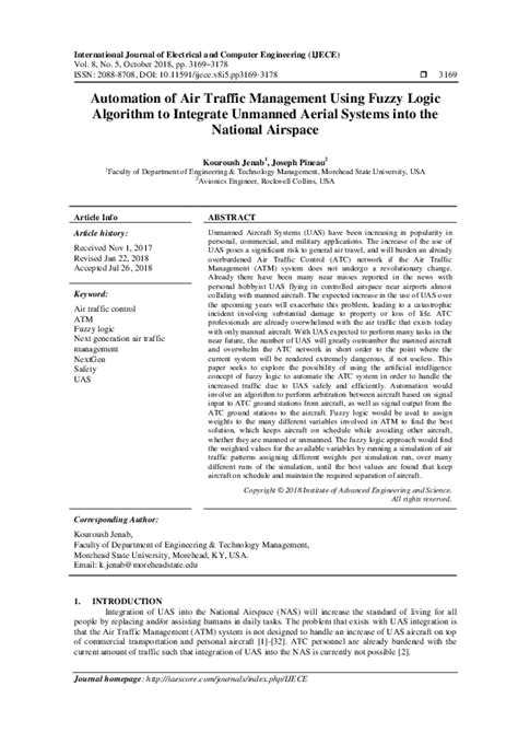 Pdf Automation Of Air Traffic Management Using Fuzzy Logic Algorithm