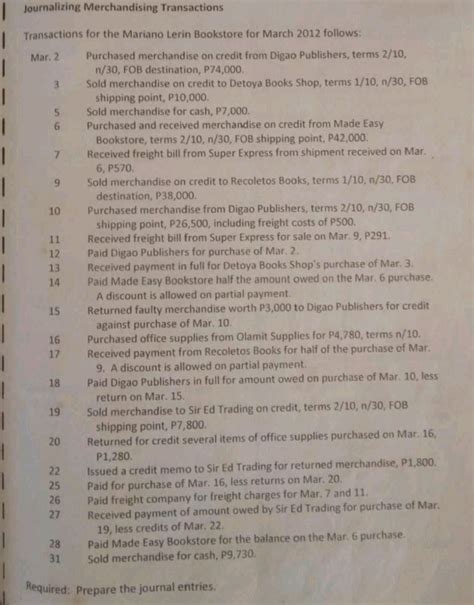 Journalizing Merchandising Transactions StudyX