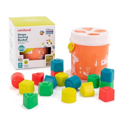 Feel To Learn Shape Sorting Bucket Salmon Mle97342 Miniland Educational Corporation Sorting