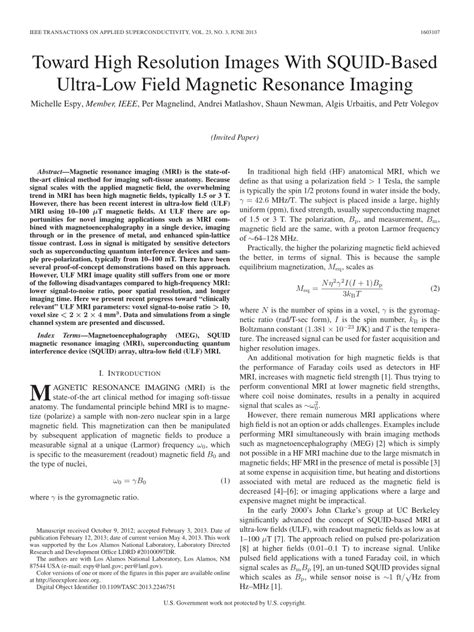 Pdf Toward High Resolution Images With Squid Based Ultra Low Field Magnetic Resonance Imaging