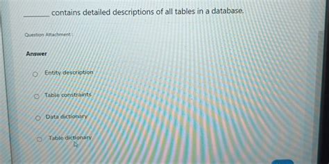 Contains Detailed Descriptions Of All Tables StudyX