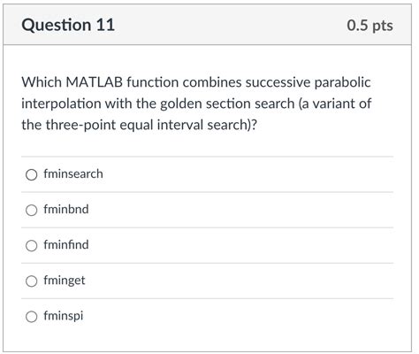 Solved Question 11which Matlab Function Combines Successive