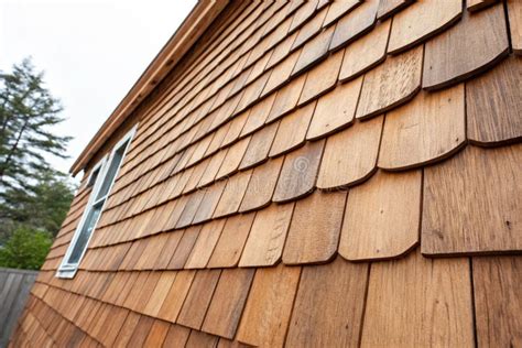 Overlapping Western Red Cedar Shingles On Wooden Wall Stock Illustration Illustration Of