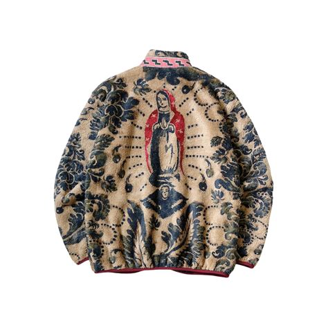 캐피탈 다마스크 패턴 마리아 플리스 집 블루종 베이지 Kapital Kream