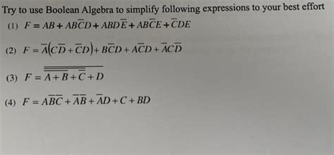 Solved Try To Use Boolean Algebra To Simplify Following
