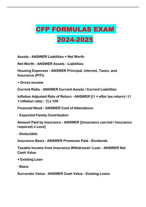 Cfp Formulas Exam Cfp Formulas Stuvia Us
