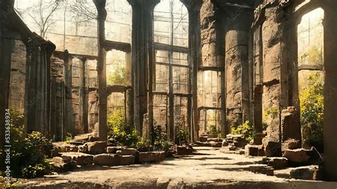 ilustração do stock イラスト 廃墟 荒廃 遺跡 ファンタジー 建築物 岩 adobe stock