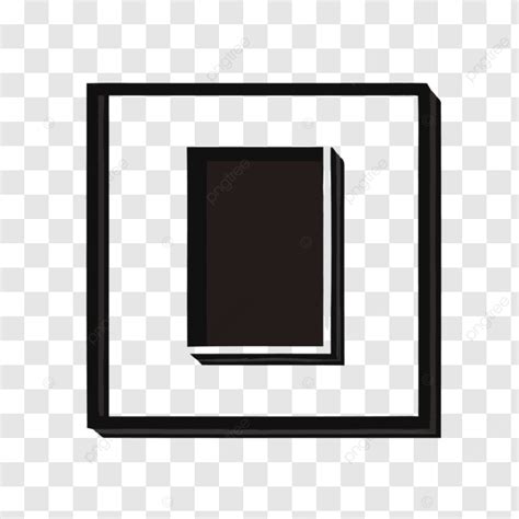 정사각형 프레임의 흑백 직사각형 벡터 흰색 배경에 보조의 단순한 검은색 아이콘 그림자 없음 작은 프레임 중앙 Png 일러스트 및 벡터 에 대한 무료 다운로드