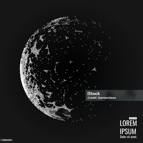 추상적인 3d 조명 왜곡 메쉬 구체 네온 간판입니다 미래 기술 Hud 요소입니다 우아한 추상적인 영역 파괴 큰 데이터 시각화 가상현실에 대한 스톡 벡터 아트 및 기타 이미지