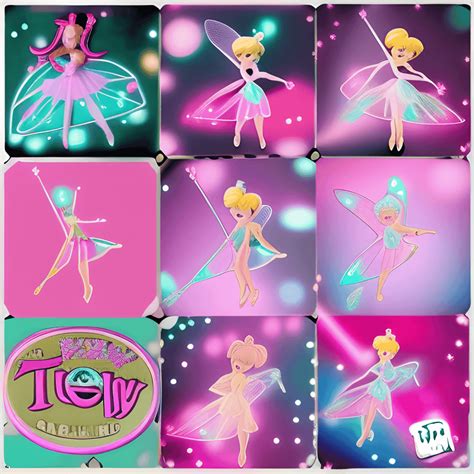 Tinkerbell Kawaii Chibi Cartoon rosa blaugrün leuchtet im Dunkeln Creative Fabrica