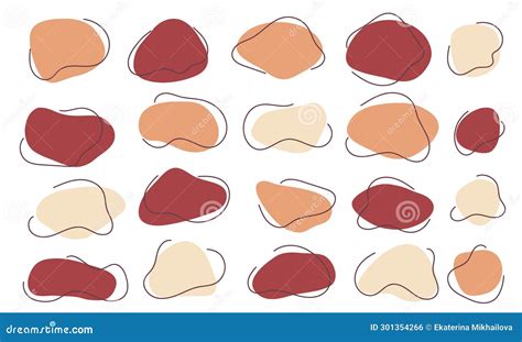 Set Of Organic Blob Or Irregular Abstract Shapes Liquid Amoeba Forms Colorful Blotches
