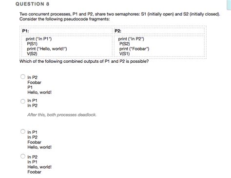 Solved Question 8 Two Concurrent Processes P1 And P2 Share