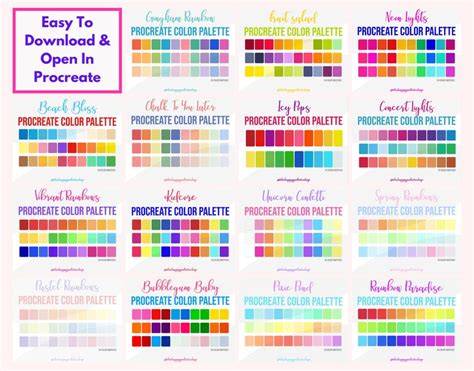Rainbow Procreate Color Palette Bundle Cute Digital Art Digital Illustration Ipad