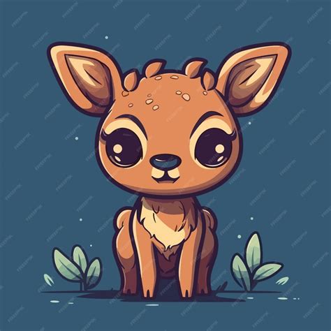 아이 들을 위한 마법의 숲 플랫 벡터 일러스트 레이 션에 귀여운 가와이 새끼 사슴 송아지 프리미엄 벡터