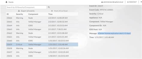 vxrail vcenter license expiration alert