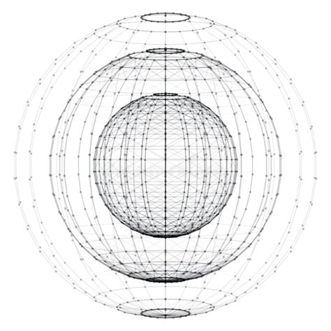 Wireframe Polygonal Element 3d Sphere With Connected Dots Stock Vector