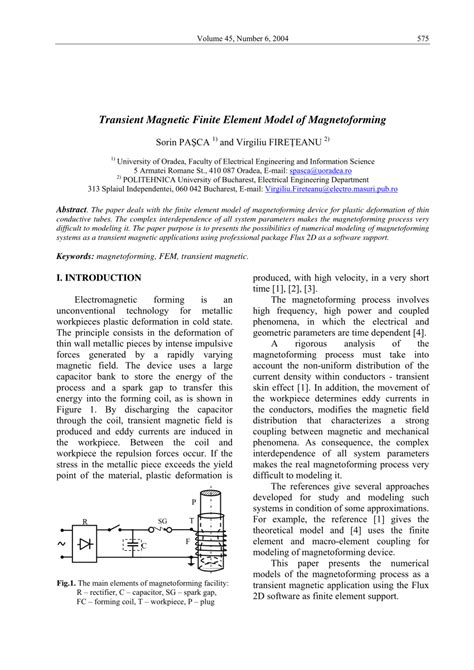 Pdf Transient Magnetic Finite Element Model Of Magnetoforming