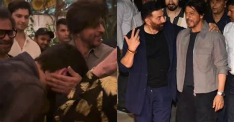 Sunny Deols Son Karan Touches Shah Rukh Khans Feet At Gadar 2 Success Party