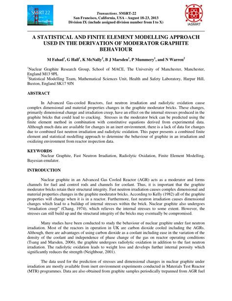 Pdf A Statistical And Finite Element Modelling Approach Used In The Derivation Of Moderator