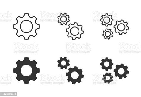 기어 아이콘 세트 설정 기호입니다 벡터 일러스트레이션 기어 기계 부분에 대한 스톡 벡터 아트 및 기타 이미지 기어 기계 부분