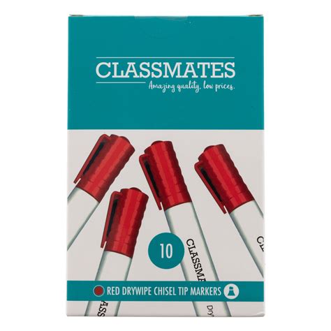 HC1691812 Classmates Whiteboard Marker Red Chisel Tip Pack Of 10 Findel International