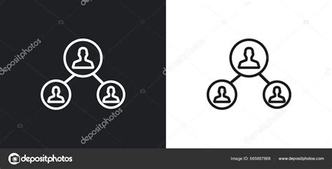 Connected Users Flow Chart Outline Icon White Black Colors Connected