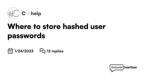Where To Store Hashed User Passwords C