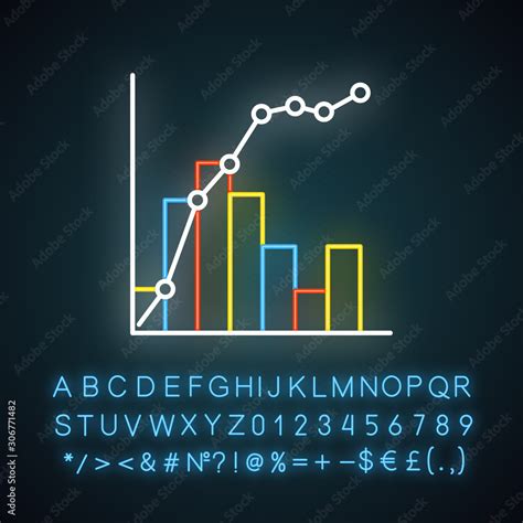 Pareto Curve Neon Light Icon Information Chart And Graph 80 20 Rule Visualization Social