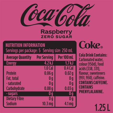 Coca Cola Zero Sugar Raspberry Soft Drink Bottle 1 25l Woolworths