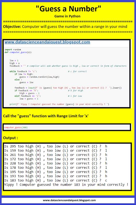 Data Science And Ai Quest Building A Number Guessing Game By Computer Project In Python Using