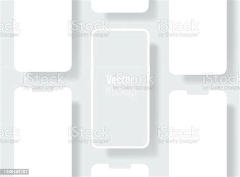 모바일 앱 디자인 템플릿을 보여주기 위한 빈 화면이 있는 스마트폰 모형 전화에 대한 스톡 벡터 아트 및 기타 이미지 전화 모형 점토 Istock