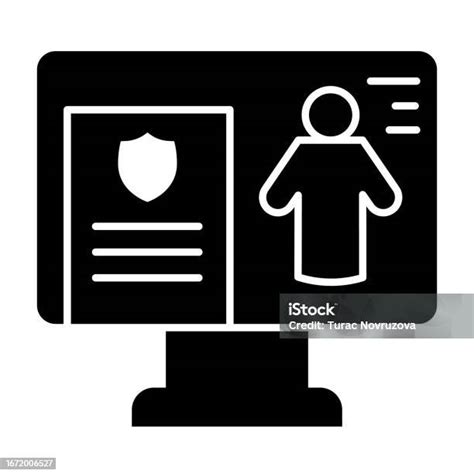 범죄 프로필 솔리드 아이콘입니다 모니터에 있는 사람 문서 노트북에서 파일을 편집합니다 법학 벡터 디자인 개념 흰색 사용 및 앱에 대한 글리프 스타일 픽토그램 개성 개념에