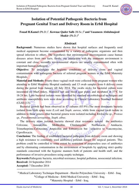 Pdf Isolation Of Potential Pathogenic Bacteria From Pregnant Genital