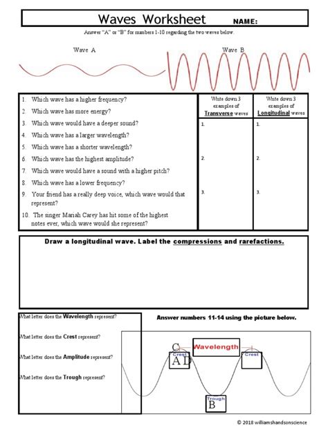 Waves Worksheet PDF Waves Electromagnetic Spectrum Worksheets Library