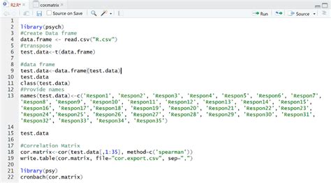 Scripts In RStudio For Creating Correlation Matrix And Cronbach S Alpha Download Scientific