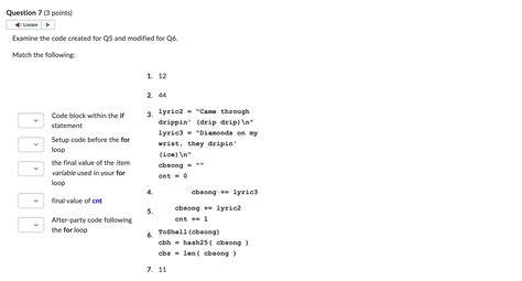 Solved Examine The Code Created For Q5 And Modified For Q6