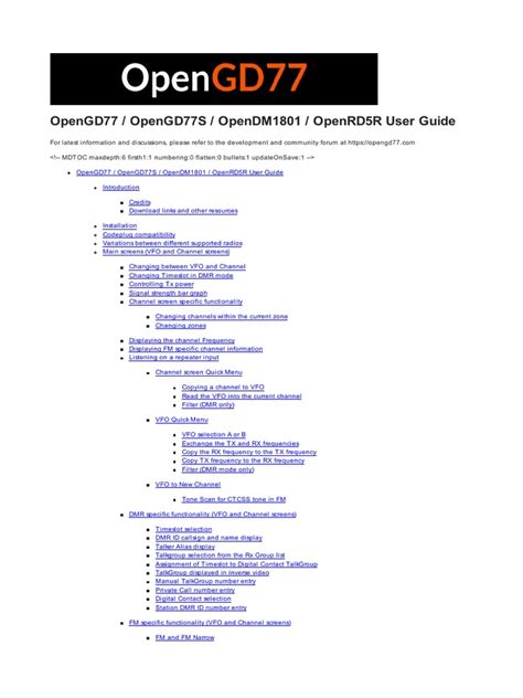 Opengd77 Opengd77s Opendm1801 Openrd5r User Guide Pdf Electronics Information And