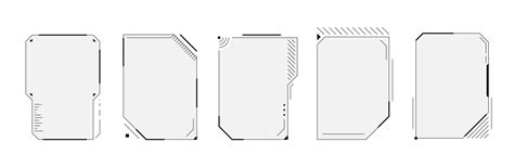 Hud Digital Futuristic User Interface Square Vertical Frame Set Sci Fi High Tech Screens