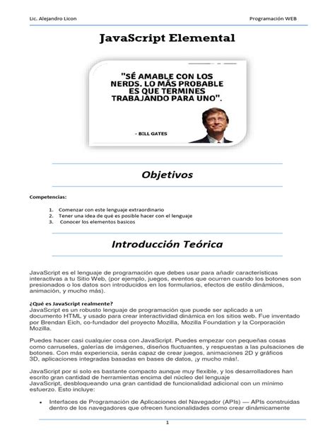 Teo Javascript 1 Pdf Script Java Lenguaje De Programación