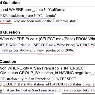 Examples Of Segment Level Mapping Between SQL Queries And Corresponding Download Scientific
